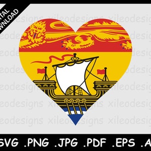 New Brunswick Canada Heart Flag SVG, NB Canadian Love Shape Flag ...
