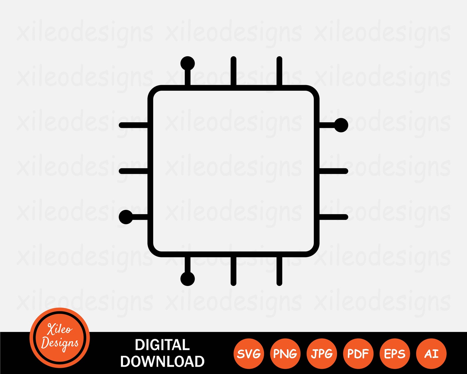 Computer Chip Icon SVG CPU Processor Circuit Semiconductor Symbol Sign ...