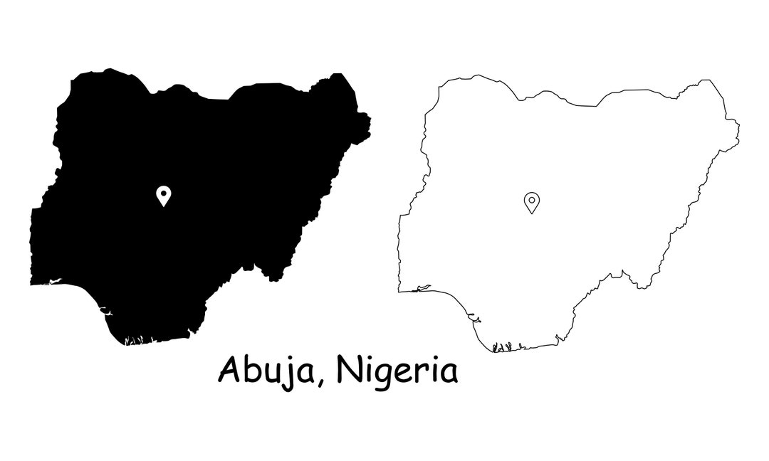 Abuja Nigeria Map Capital City Country Location Pin Black White ...