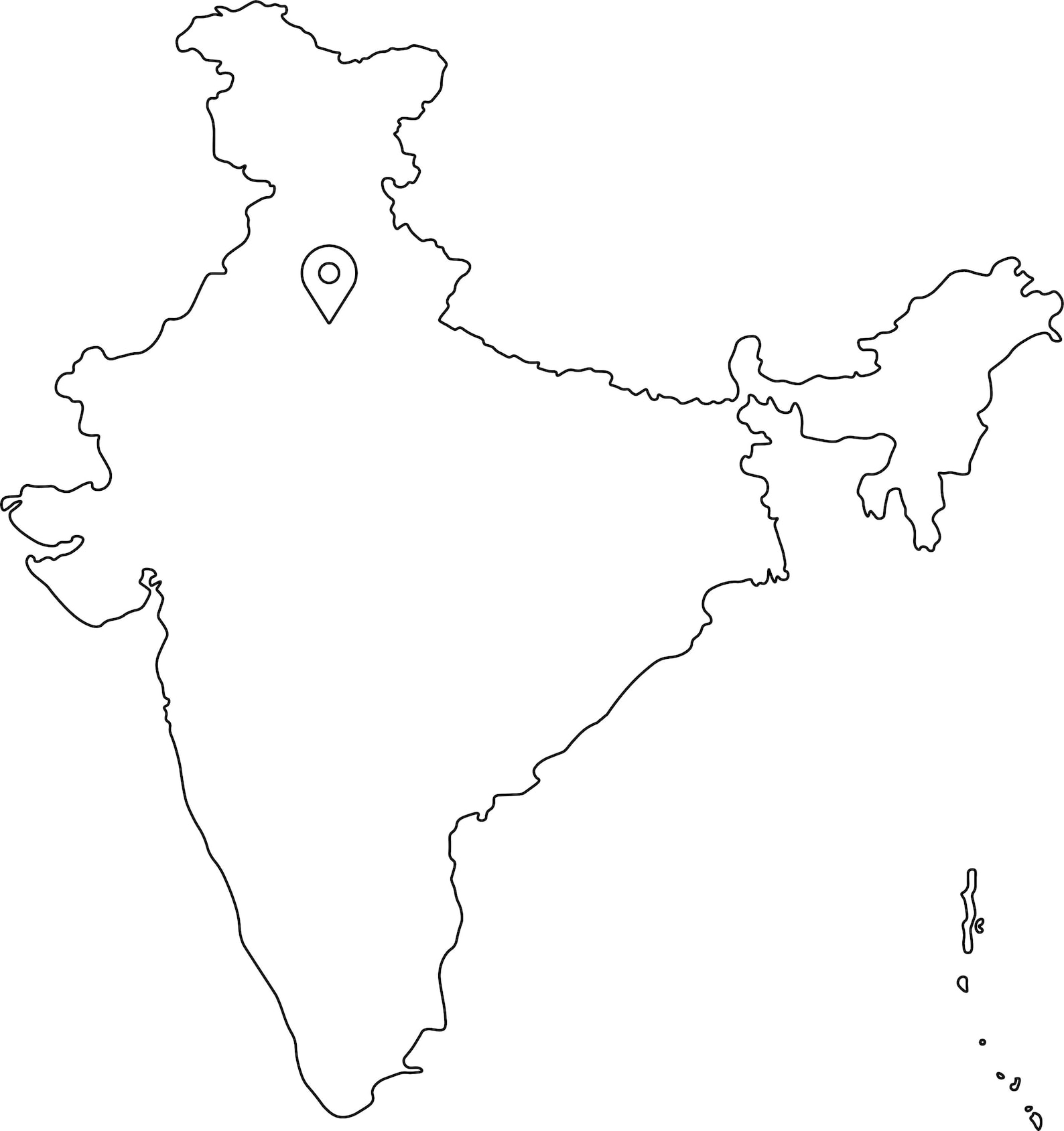 New Delhi India Map Capital City Country Location Pin Black White ...