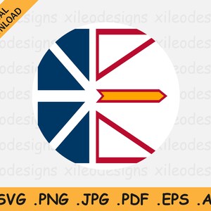 Newfoundland and Labrador SVG, Round Flag SVG, Canada Province Circular ...