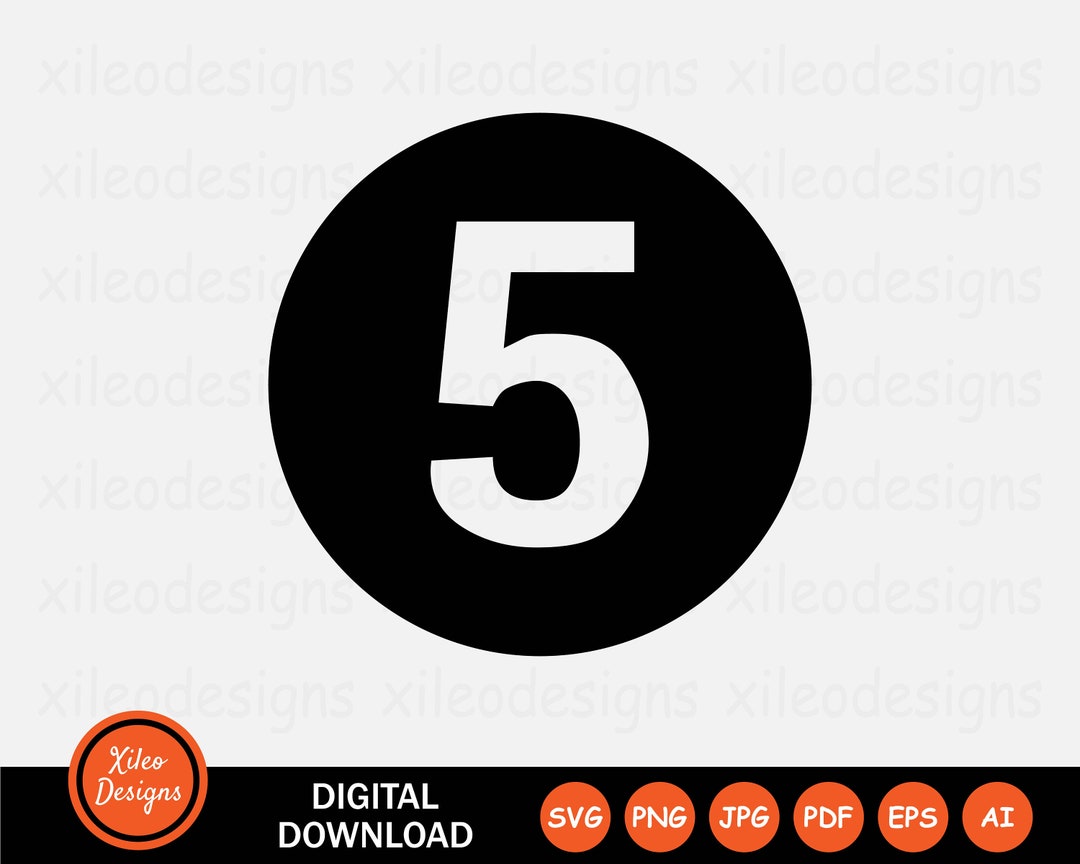 Number Five Icon SVG Fifth 5 Circle Round Digit Counter Sign Symbol ...