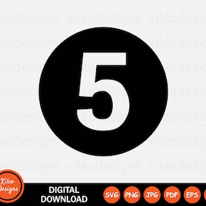 Number Five Icon SVG Fifth 5 Circle Round Digit Counter Sign Symbol ...