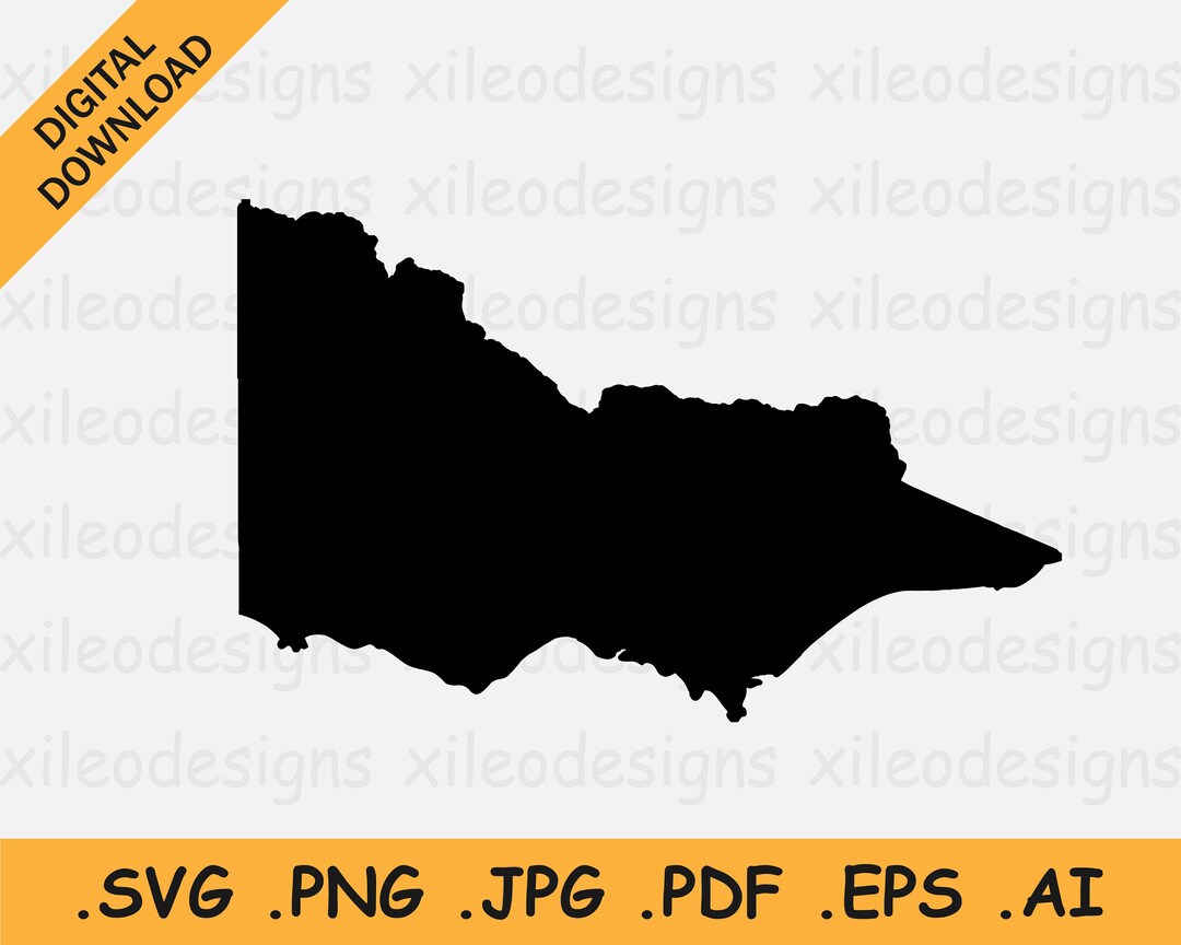 Victoria Australia Map SVG, VIC Australian State Border Boundary Shape ...