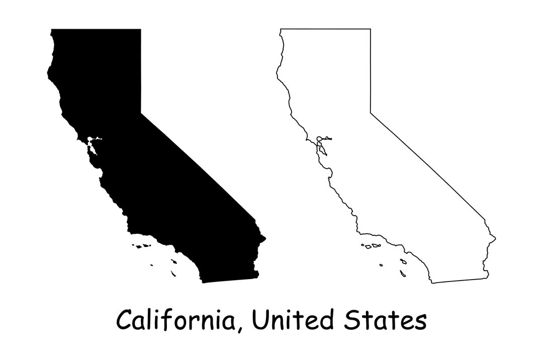 California Map SVG - CA USA United States of America Us, Black White ...