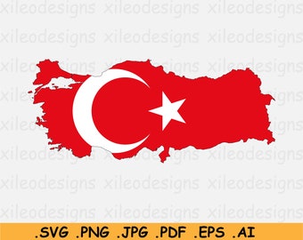 Turkey Flag Map SVG Turkish SVG Cricut Cut File, Country Nation ...