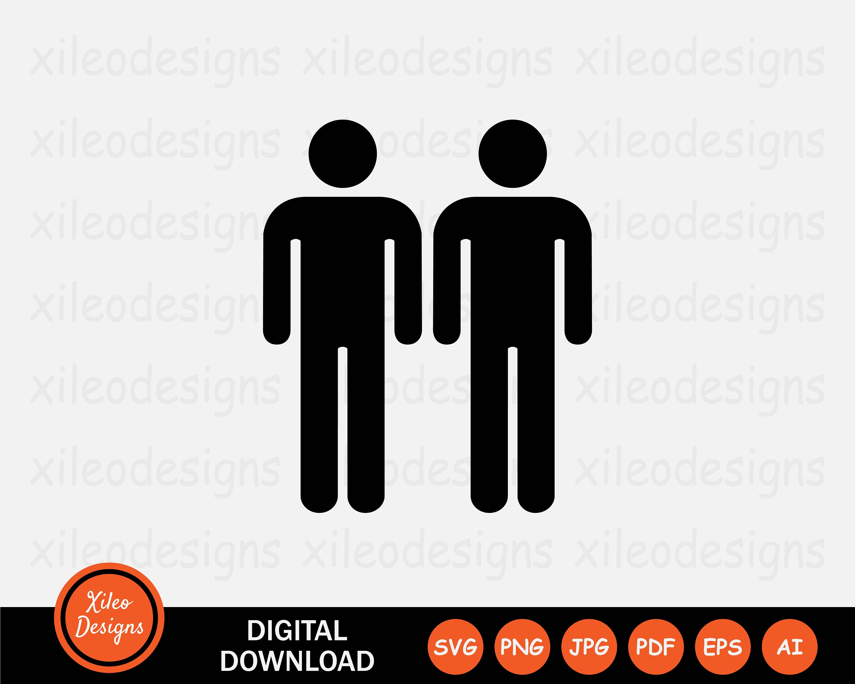 Gay Couple Icon Svg Stick Figure Two Man Men Lgbtq Lbgt Person Etsy