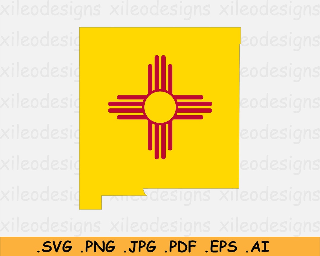 New Mexico Map Flag SVG, NM USA United States of America, State Border ...