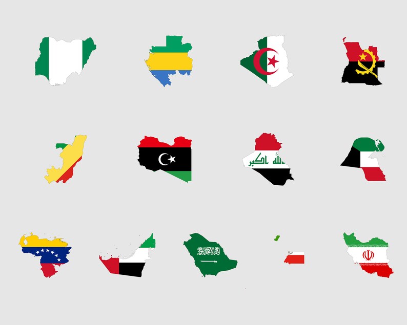 OPEC Member Countries Flag Maps SVG Bundle - Country Nation National ...
