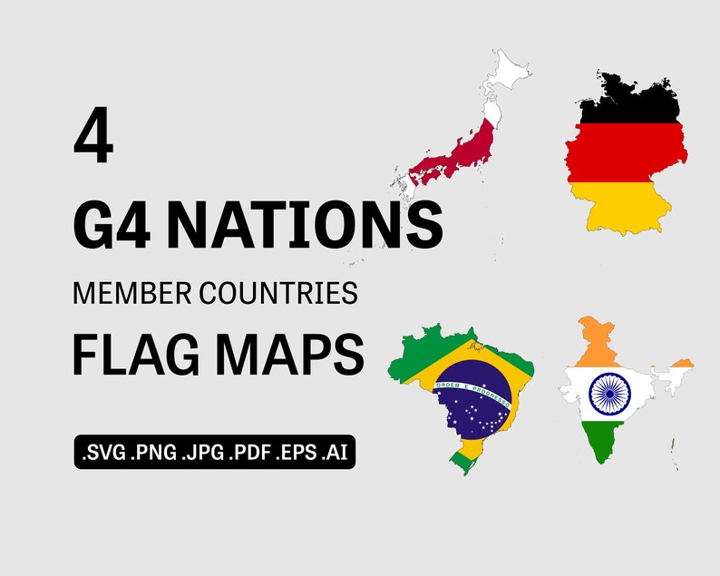 G4 Nations Flag Maps SVG Set, U.N. Country Countries Nation National ...