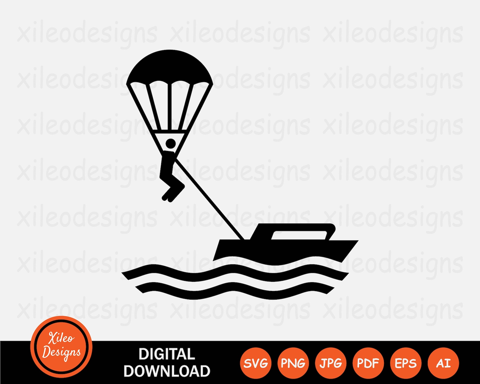 Parasailing Icon SVG - Extreme Water Sports Summer Beach Activity ...