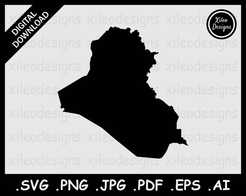Iraq Map SVG Iraqi Country National Border Boundary Map - Etsy