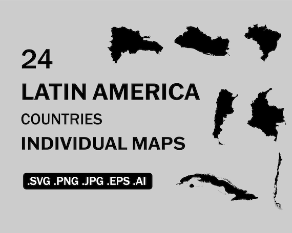 Latin America Country Maps SVG Bundle Set Countries Nation | Etsy