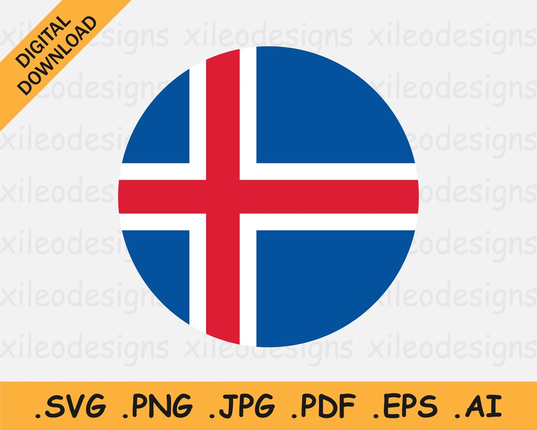 Iceland Round Flag SVG - Icelandic Circle Banner, National Circular ...