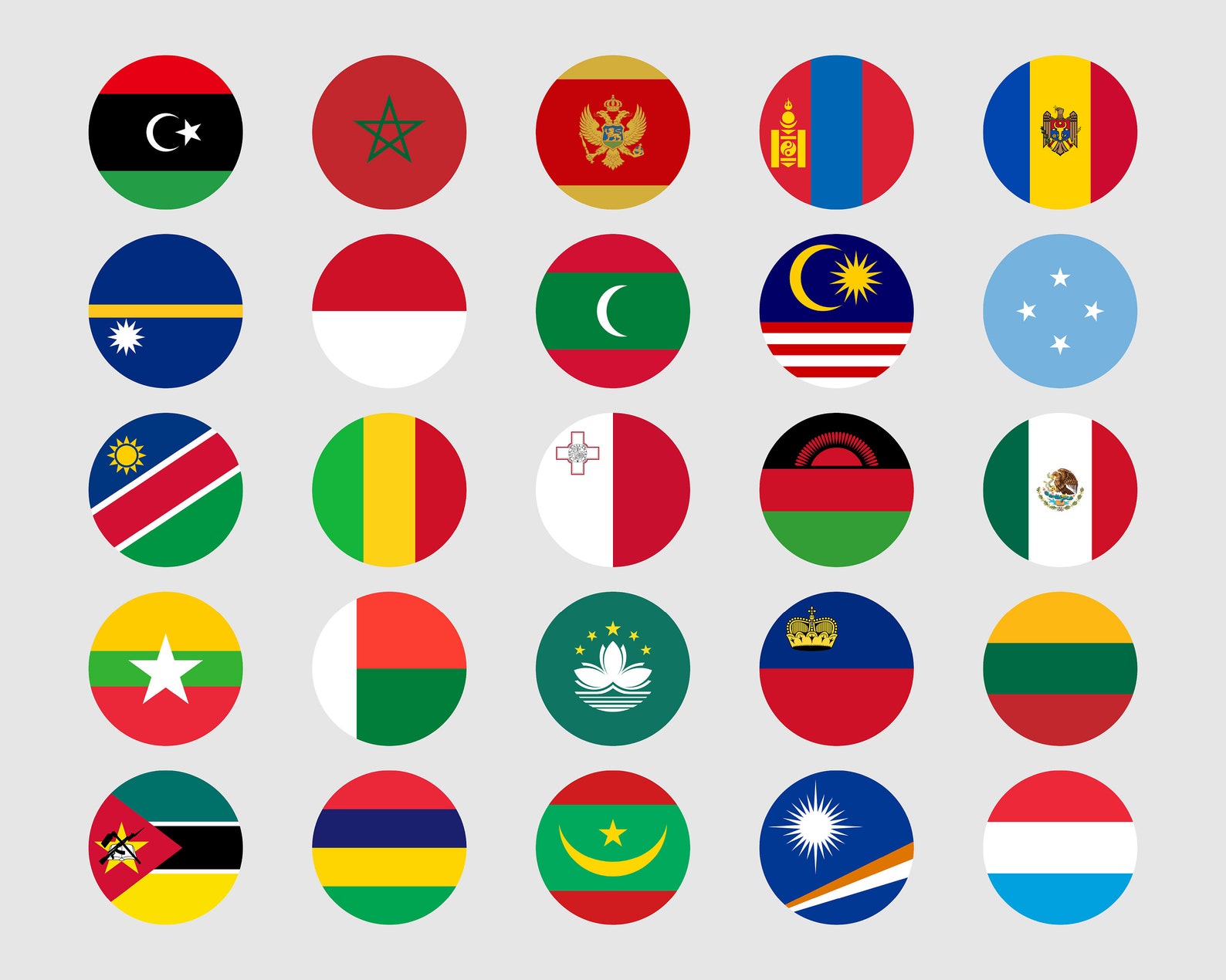 World Countries Round Flags SVG Bundle Set - Global Country Circle Flag ...