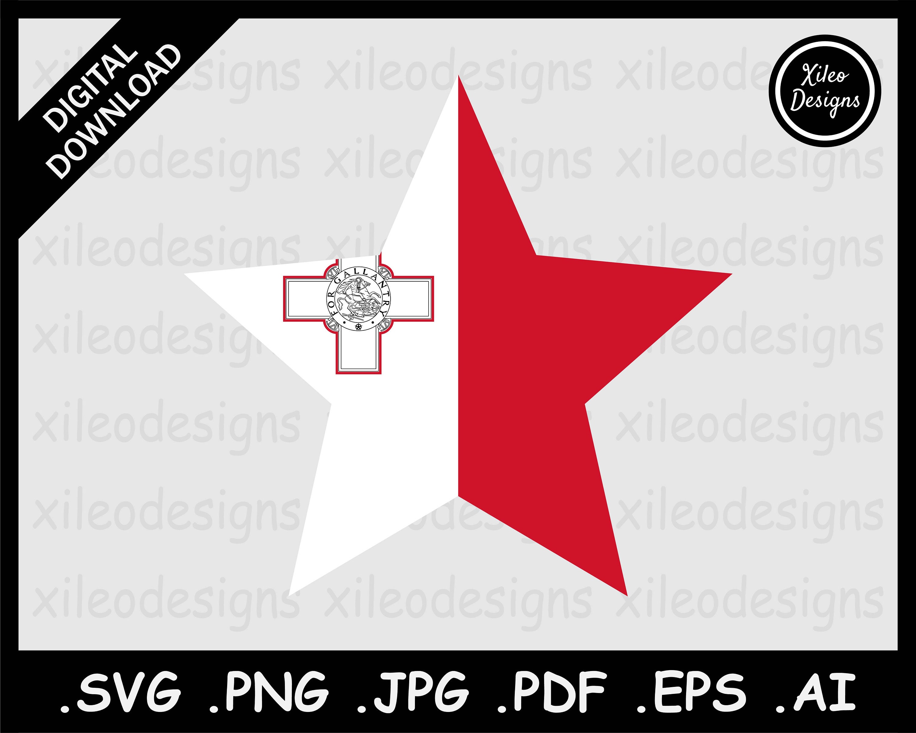 Malta Star Flag SVG Maltese Star Shape Flag Country Nation - Etsy