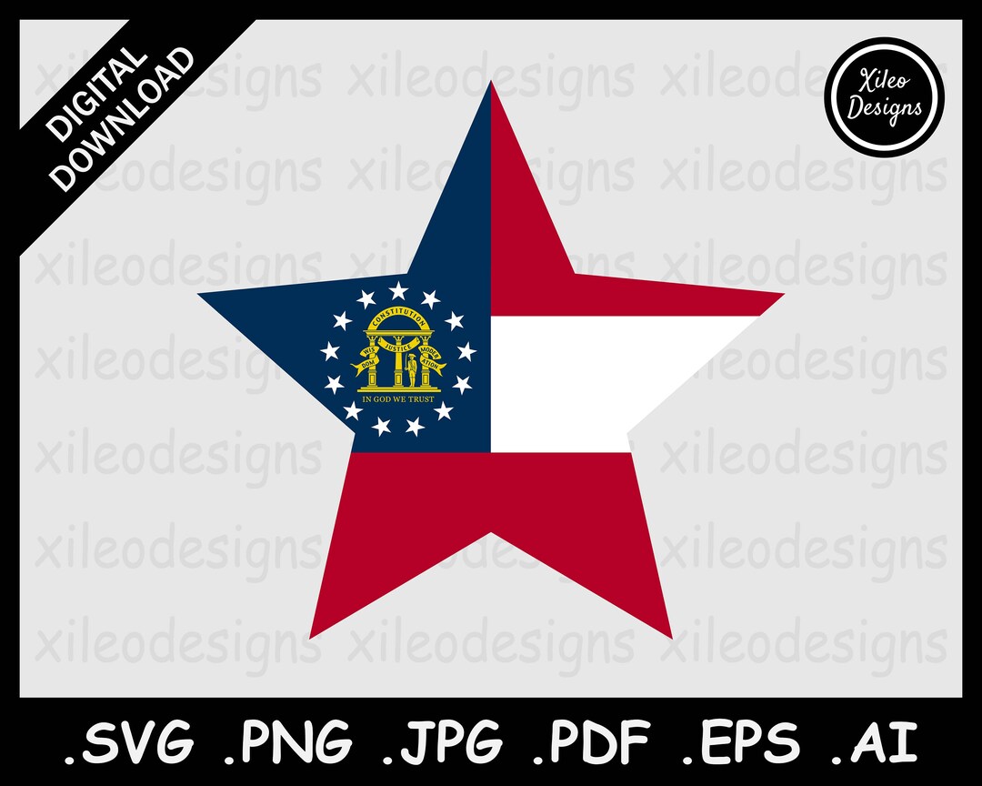 Georgia Star Flag GA USA State 5 Point Star Shape Banner - Etsy
