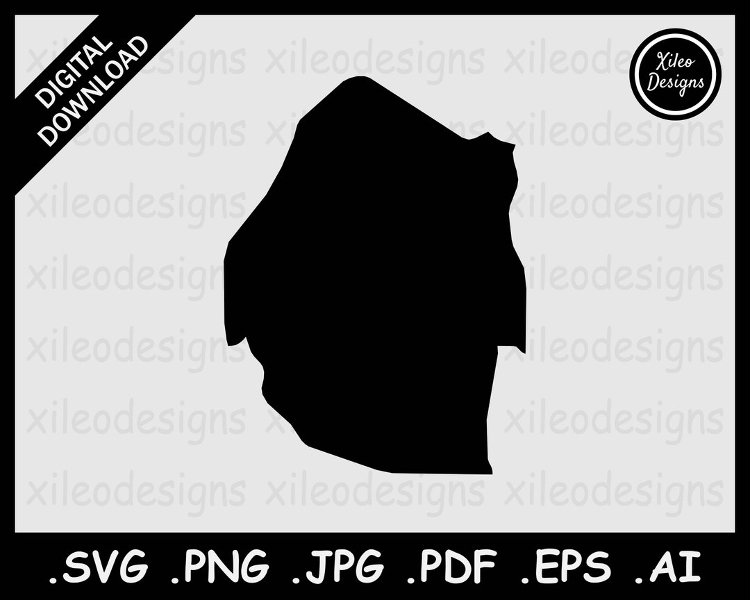 Eswatini Map SVG, Swaziland Country National Border Boundary, Black ...