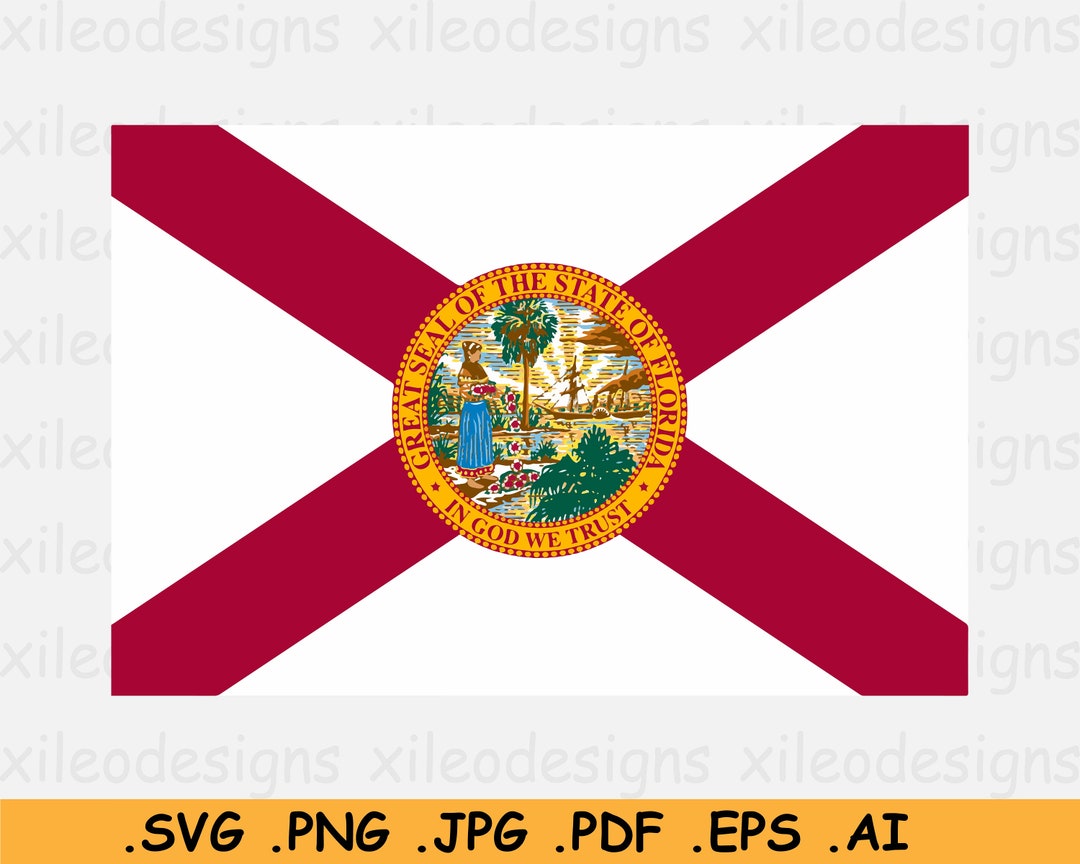Florida Flag SVG, FL USA U.S Sunshine State Banner, United States of ...