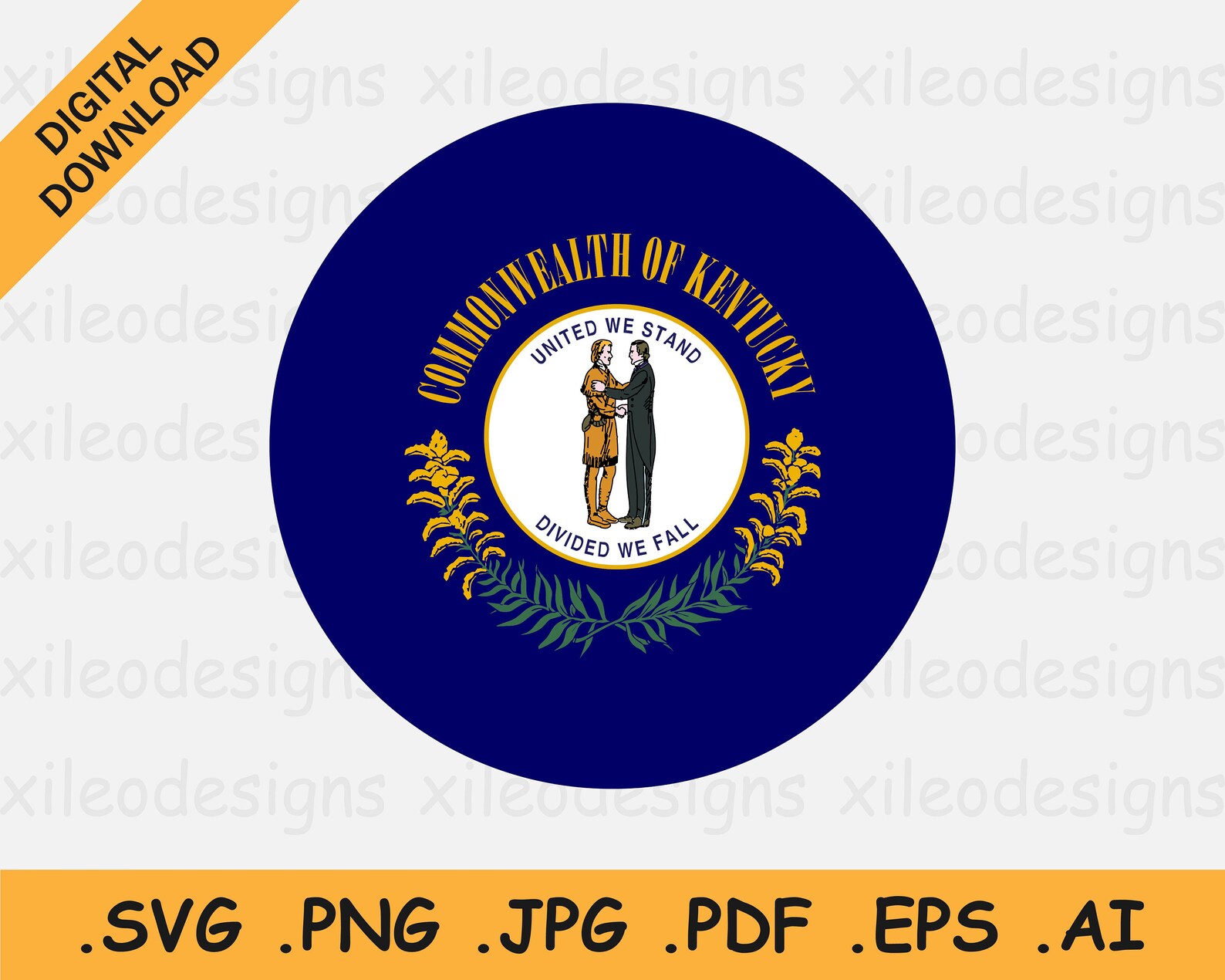 Kentucky Round Flag SVG, KY USA Circular Circle American State Banner ...