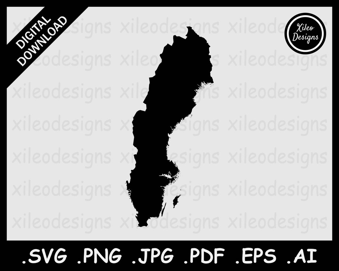 Sweden Map SVG, Swedish Swede National Country Boundary Border, Black ...