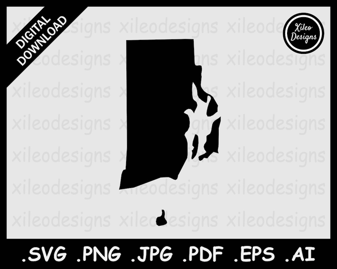 Rhode Island Map SVG, RI USA State Boundary Border Map, United States ...