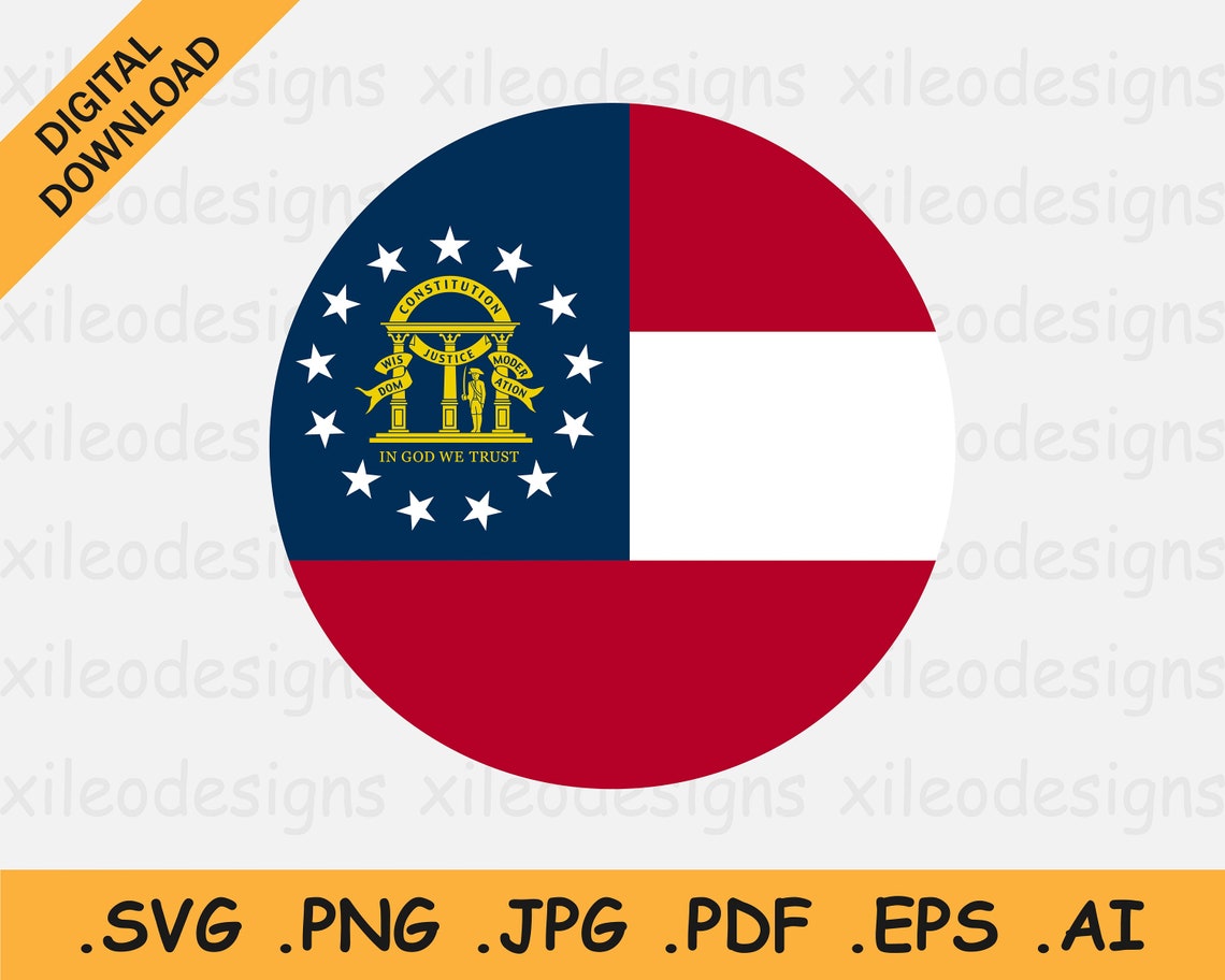 Georgia Round Flag SVG GA USA Circular Circle State Banner - Etsy