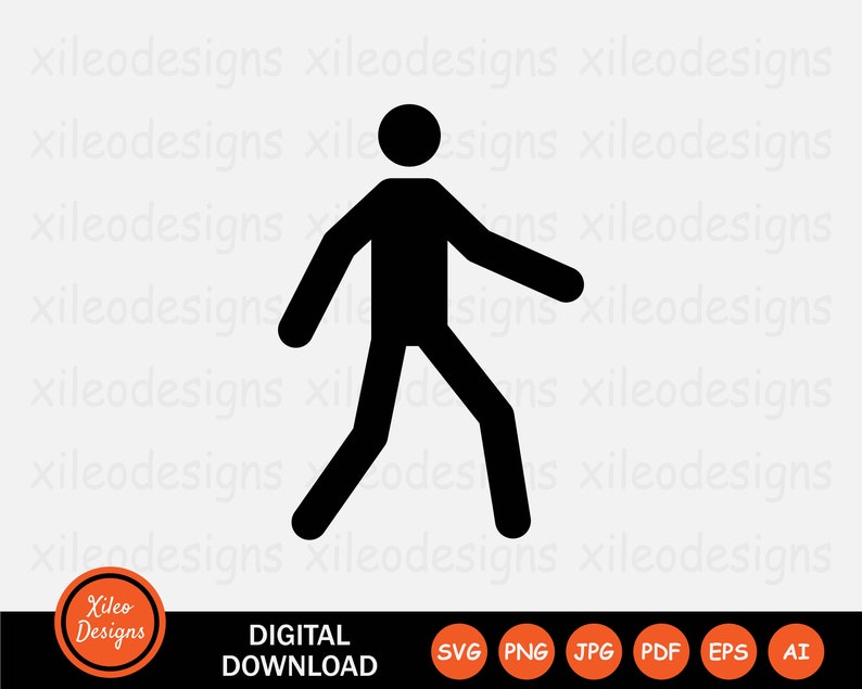 Pedestrian Icon SVG - Walking Man Stick Figure Walk Cross Crossing ...