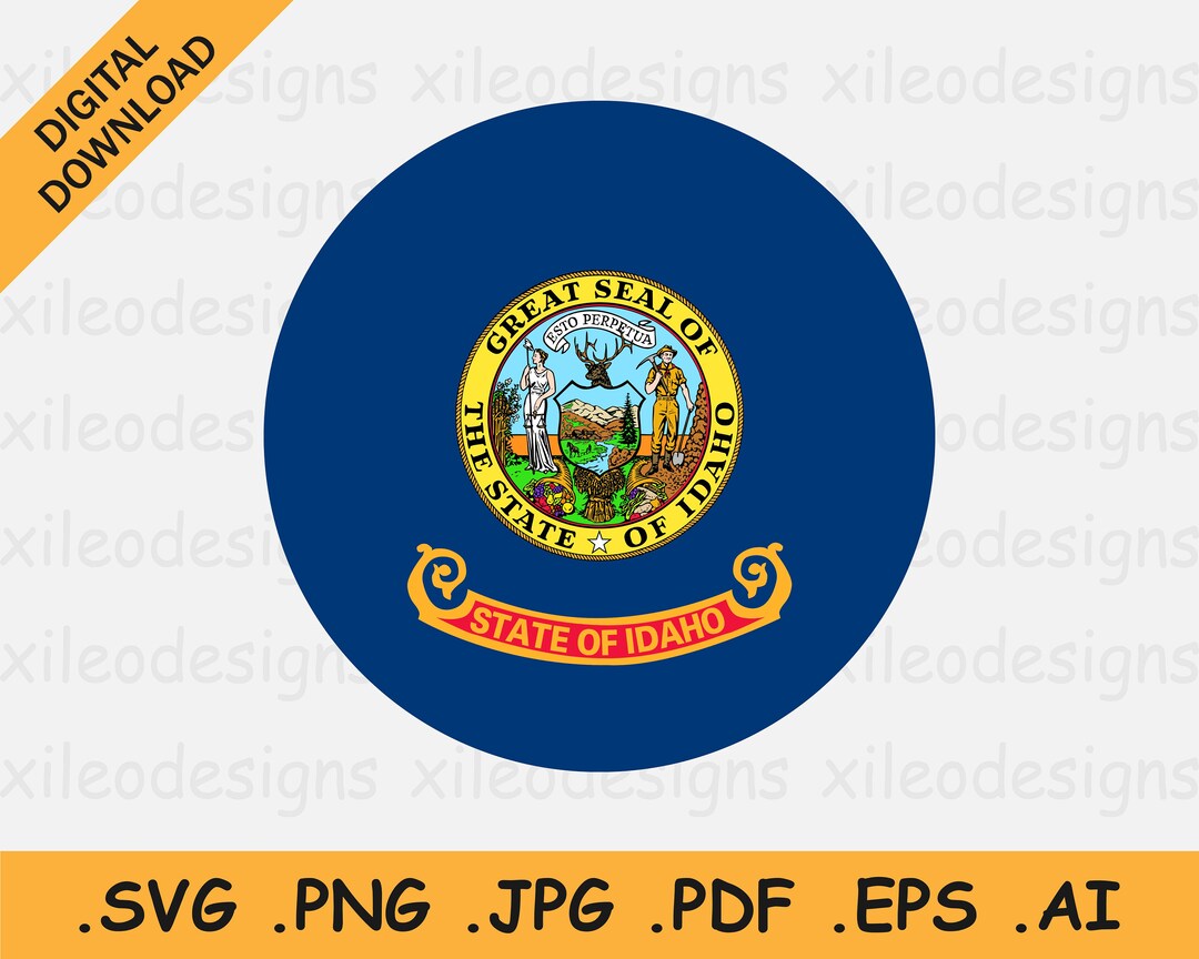 Idaho Round Flag SVG - ID USA Circular Circle Us State Banner Button ...