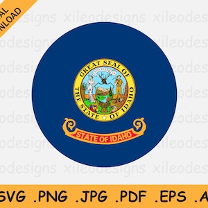 Idaho Round Flag SVG - ID USA Circular Circle Us State Banner Button ...