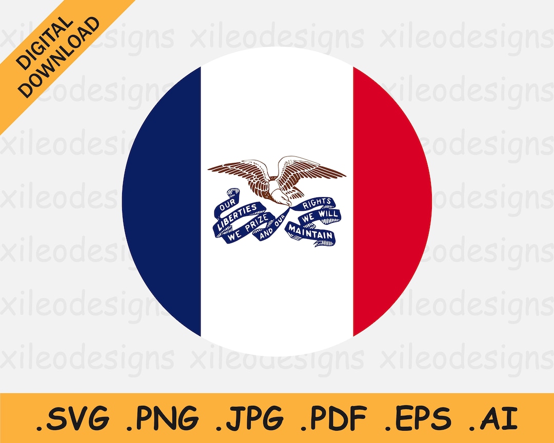 Iowa Round Flag SVG - IA USA Circular Circle State Banner Button Icon ...