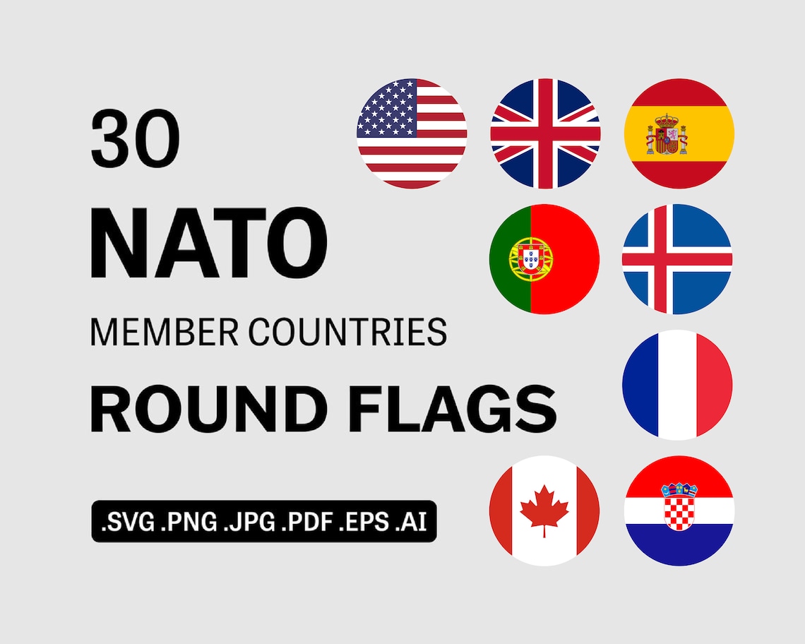 NATO Countries Round Flags SVG Bundle Set, NATO Country Circle Flag ...