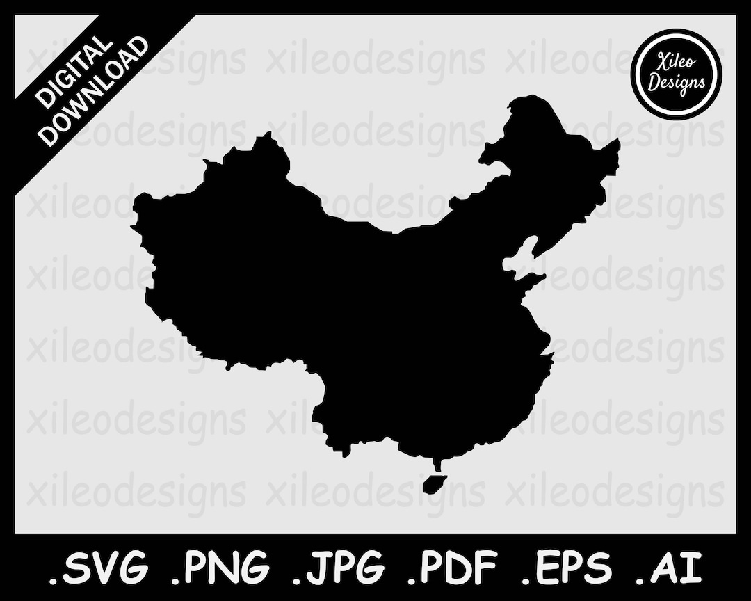 China Map SVG, Chinese Country National Border Boundary, PRC Black ...