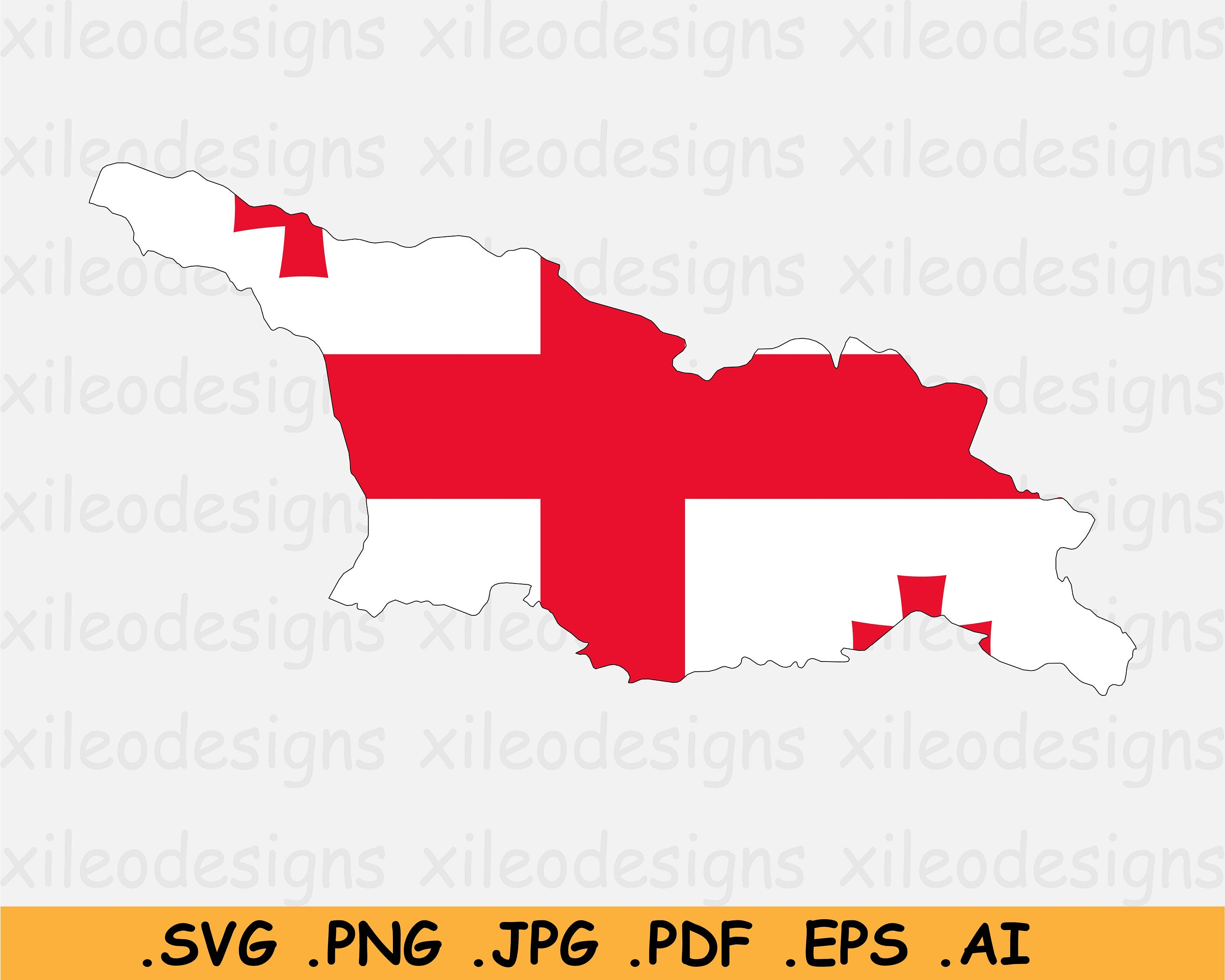 Georgia Flag Map SVG Georgian SVG Cricut Cut File Country - Etsy