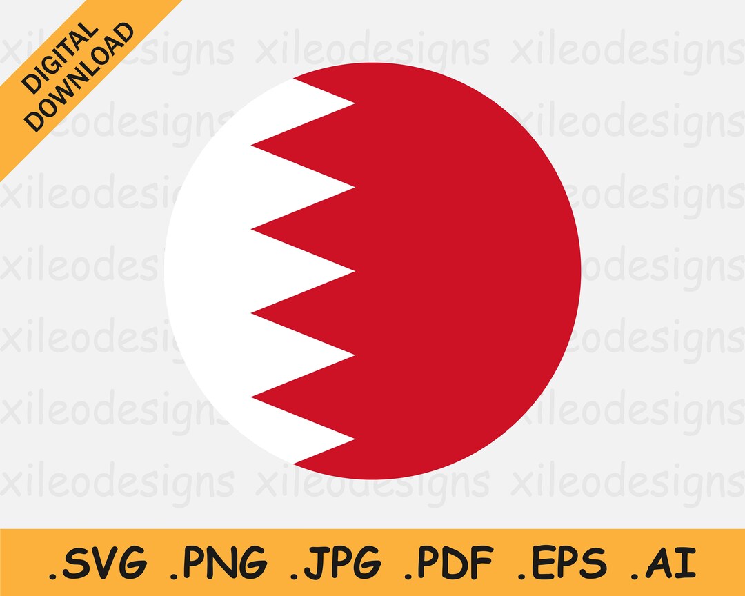Bahrain Round Flag SVG - Bahraini Circular Banner, National Circle ...
