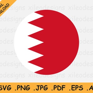 Bahrain Round Flag SVG - Bahraini Circular Banner, National Circle ...