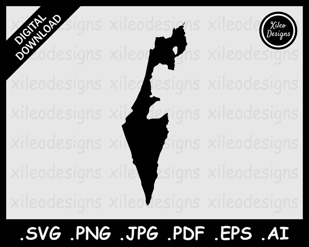 Israel Map SVG, Israeli State Country National Border Boundary, Black ...