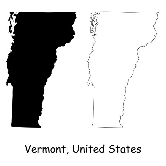 Vermont Map SVG VT USA United States of America Us Black - Etsy