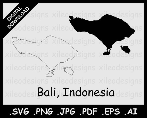 Bali Map SVG Map of Bali Indonesia Solid Outline Geography | Etsy