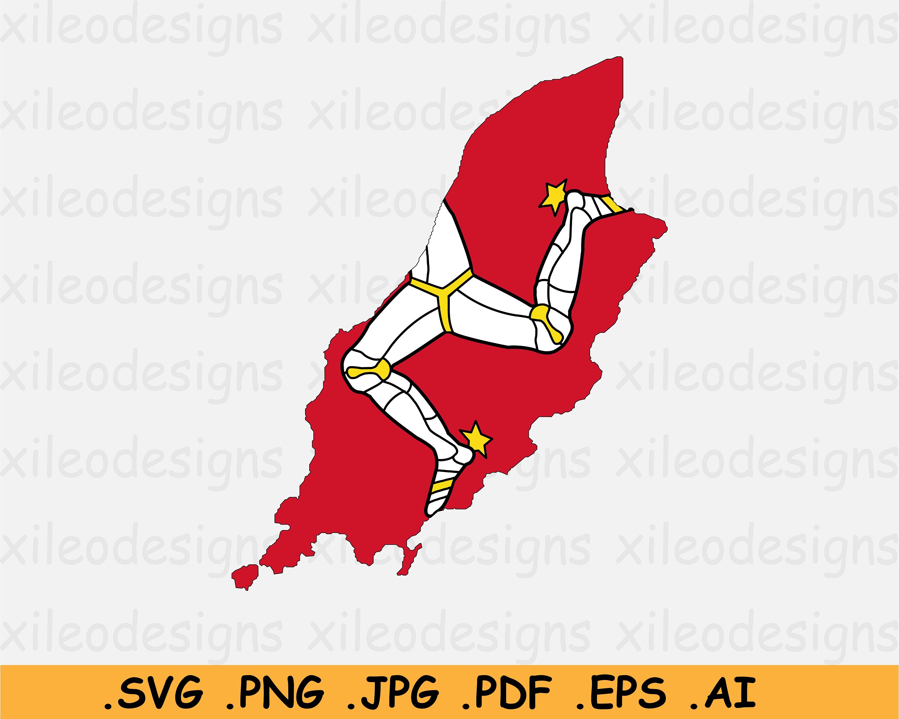 Isle of Man Flag Map SVG British Crown Dependency United - Etsy UK