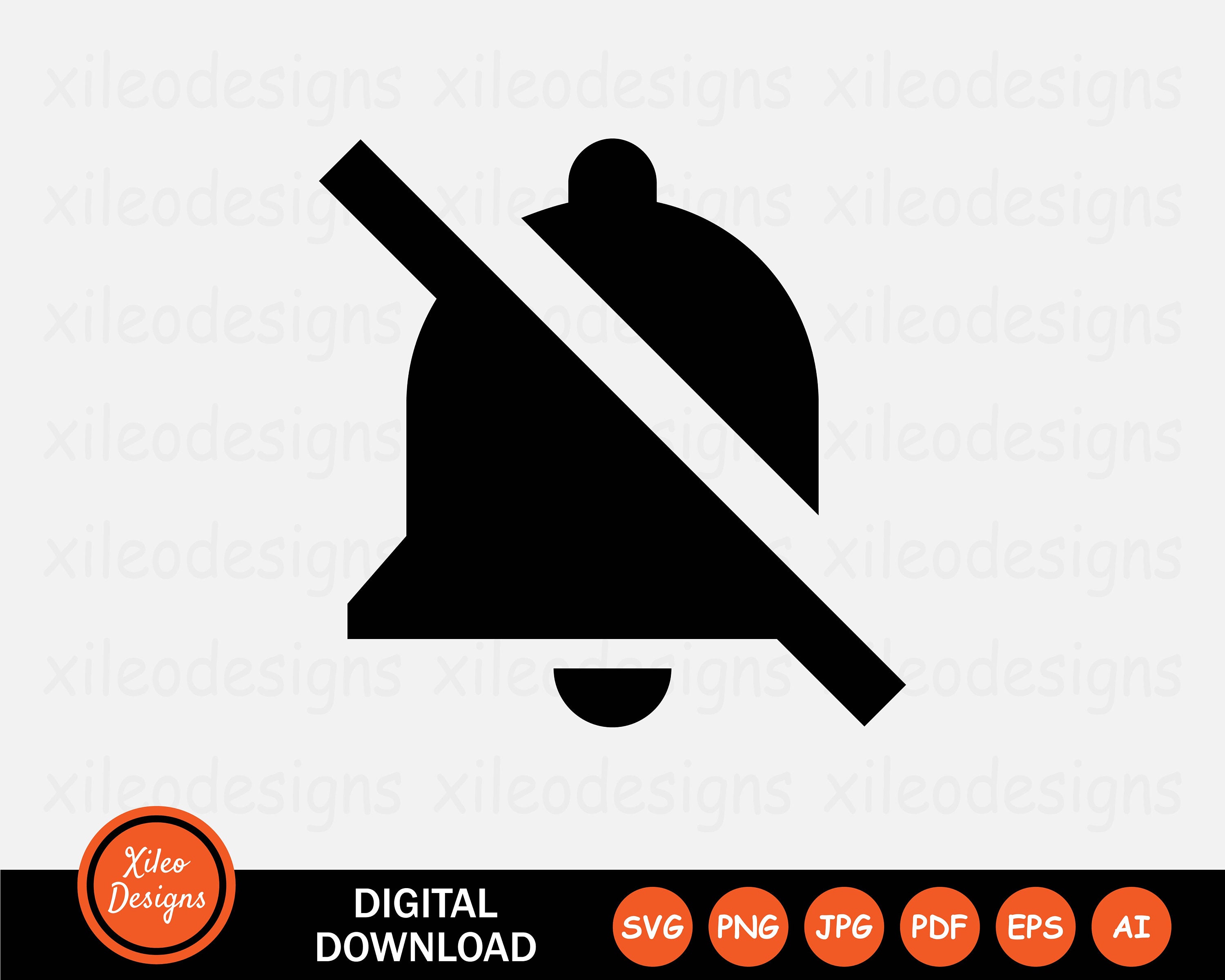 Mute Notification Icon SVG Silent Silence Quiet off Sign Symbol Graphic ...