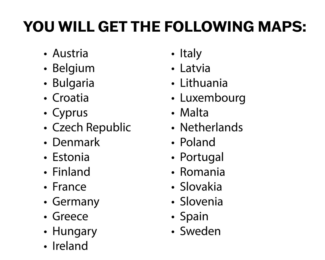 European Union Member Countries Maps SVG, EU Country Nation National ...