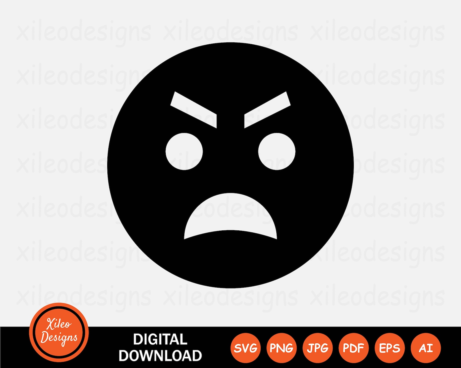 Angry Face Icon SVG Emoji Facial Expression Furious Png Jpg Eps Ai Pdf ...