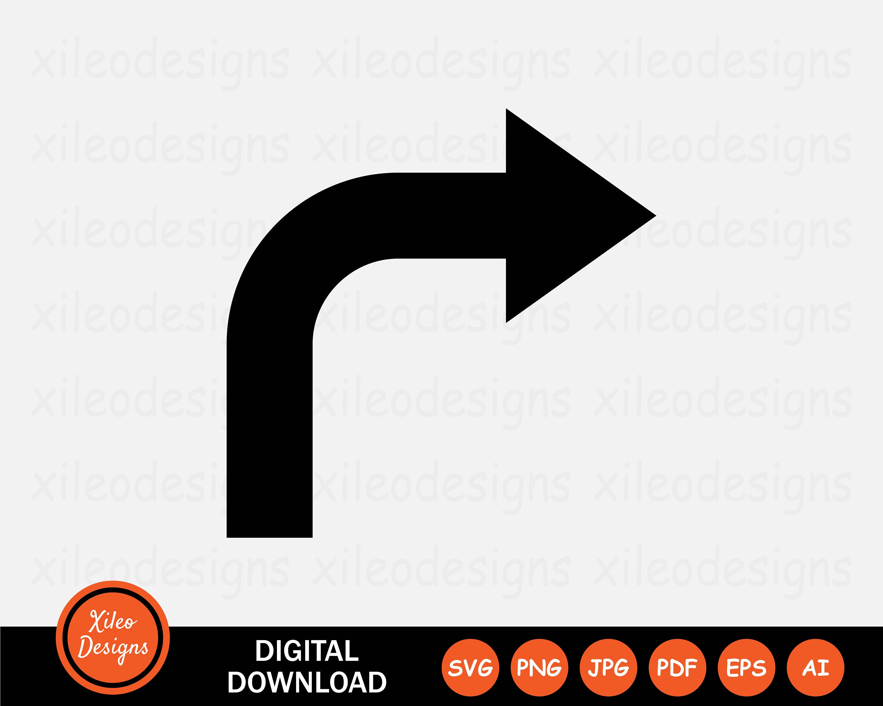 Right Turn Arrow Icon SVG Path Route Direction Navigation Road Traffic ...