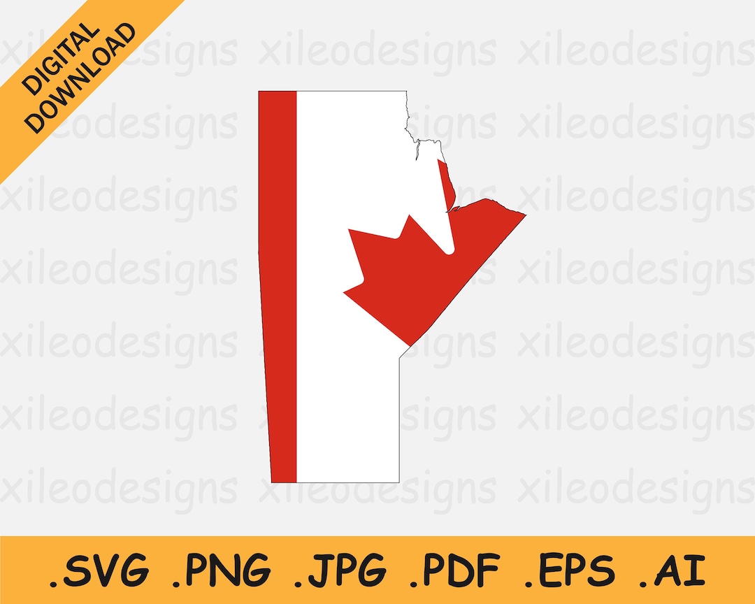 Manitoba Map Canada Flag SVG, Canadian Province Banner Shape Border ...