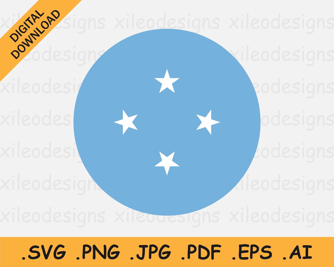 Micronesia Round Flag SVG - Micronesian Circular Banner, National ...