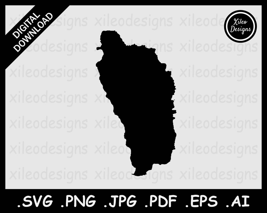 Dominica Map SVG, Dominican Country National Border Boundary, Black ...
