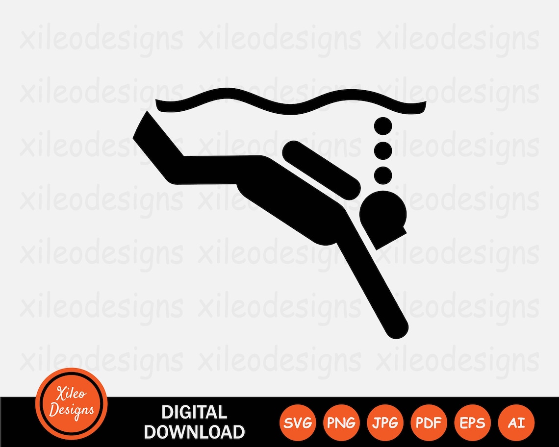 SCUBA Diving Icon SVG - Dive Underwater Sport Diver Sea Ocean Water ...