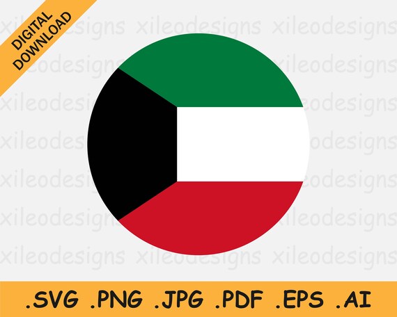 Kuwait Round Flag SVG Kuwaiti Circle Banner National - Etsy