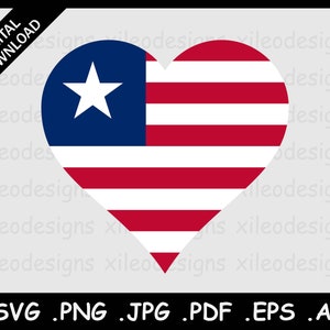 Liberia Heart Flag SVG, Liberian Love Shape National Country Flag ...